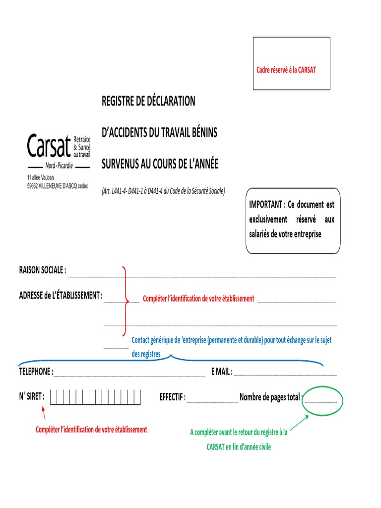 Registre Des Accidents Benins CARSAT Nord Picardie | PDF