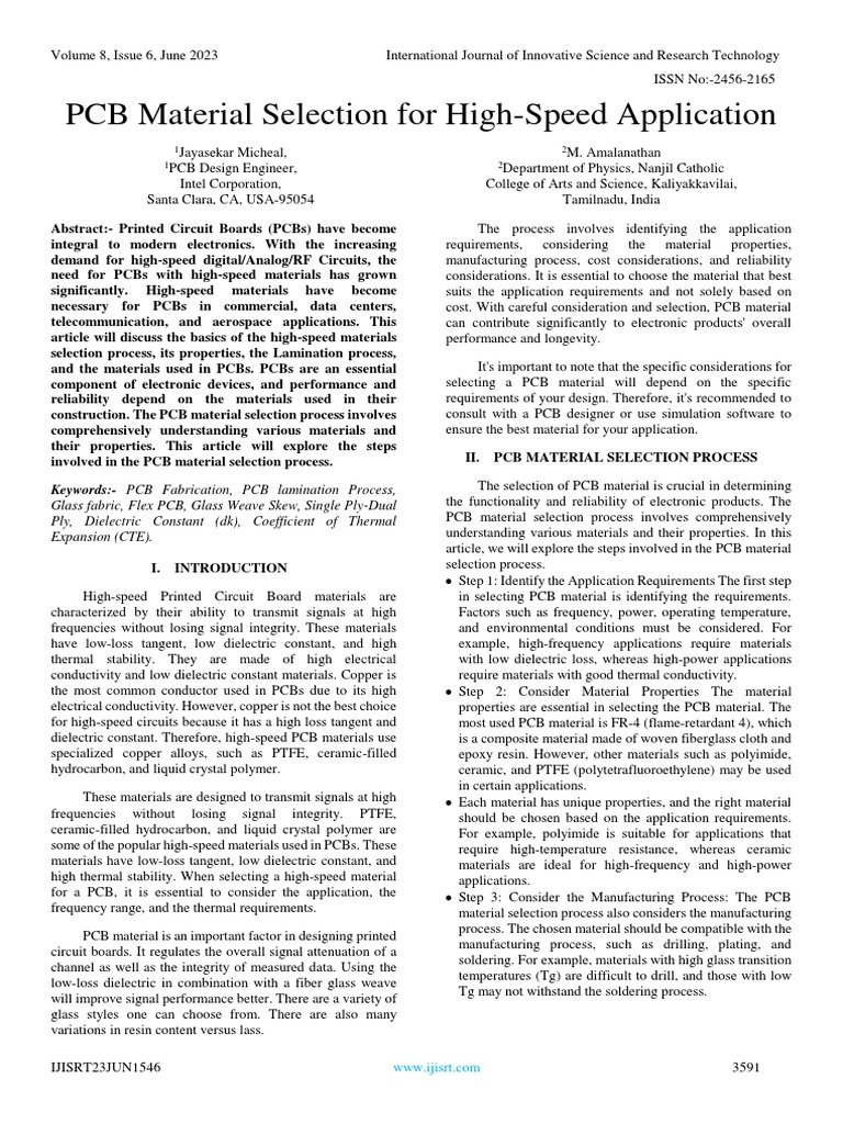 PCB Material Selection for High-Speed Application | PDF | Printed ...
