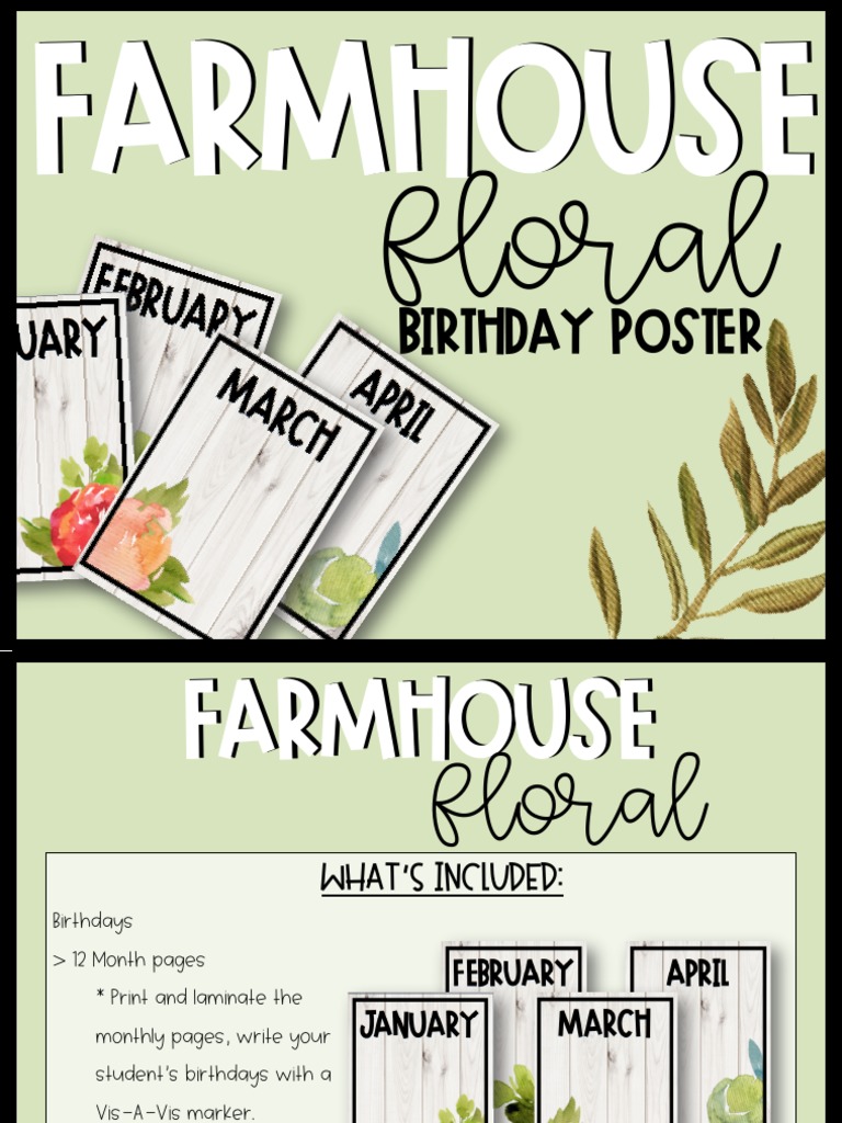 Farmhouse Floral Birthday Poster | PDF