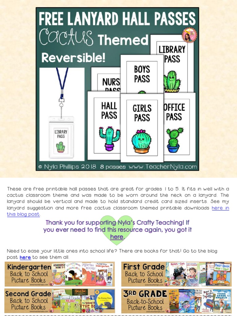 Cactus Classroom Decor & Free Passes | PDF