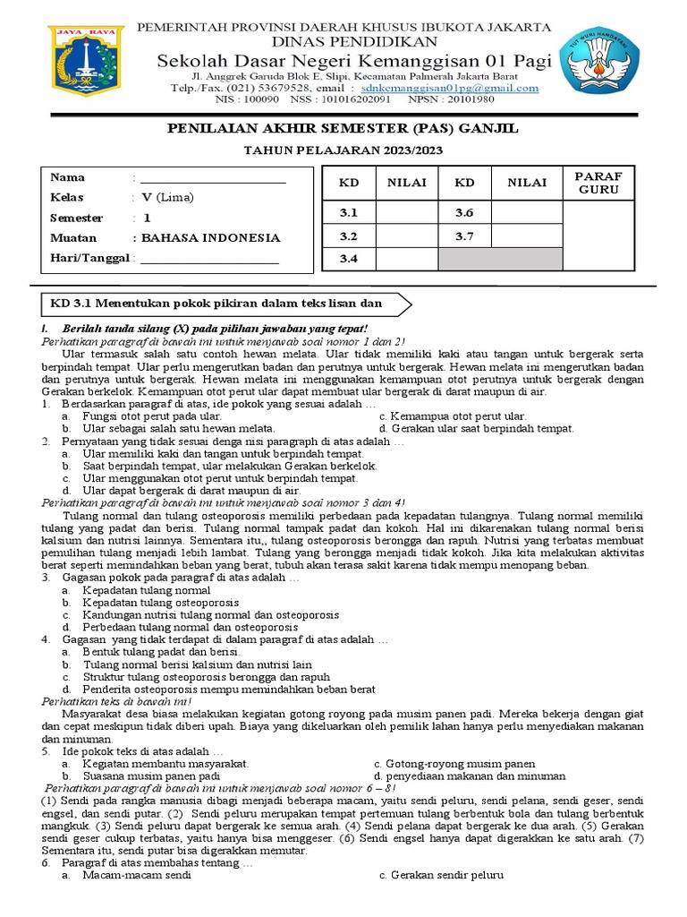 Pas Ganjil Bindo | PDF | Seni & Disiplin Bahasa | Sains & Matematika