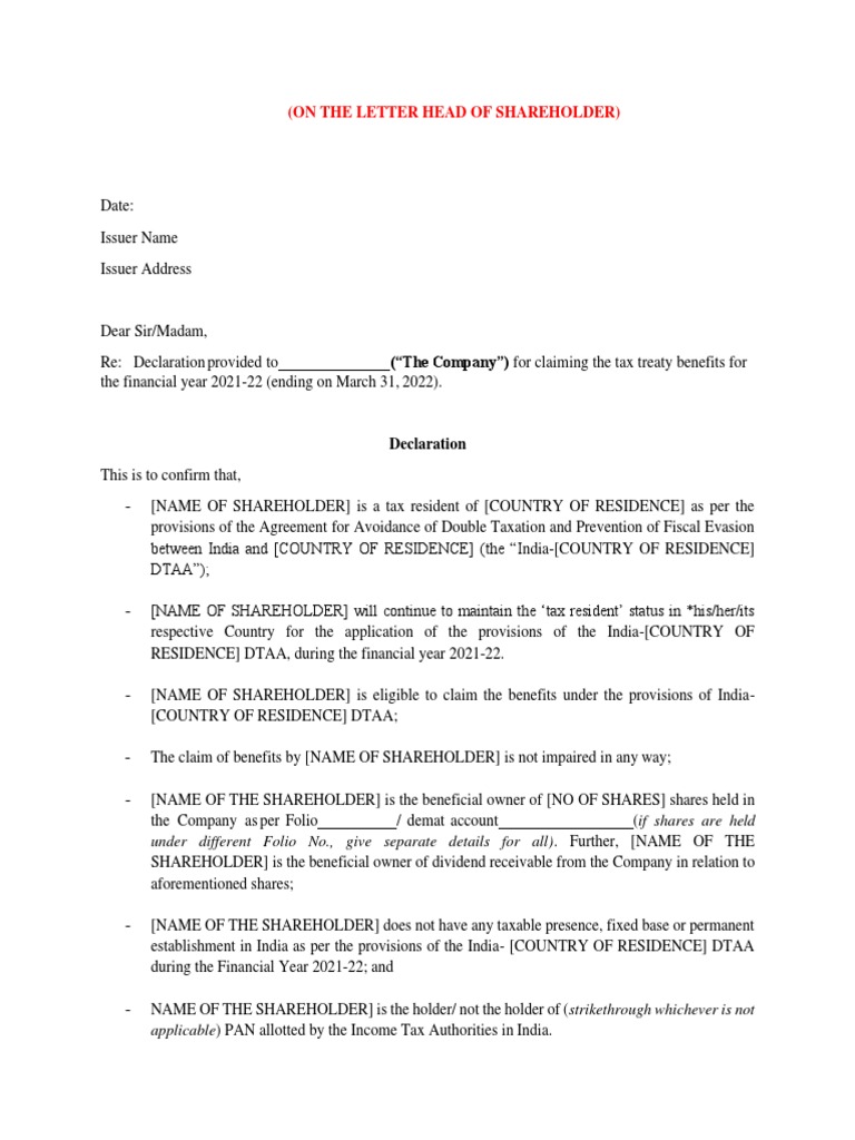 Self Declaration NRI | PDF