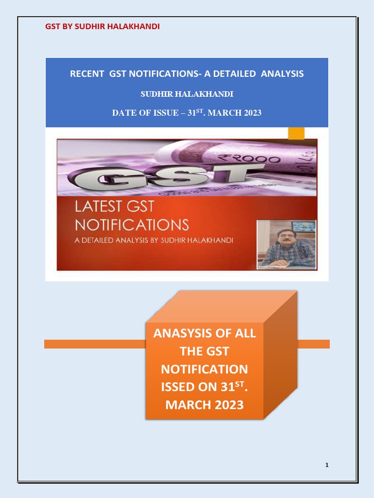 Analysis of GST Notification - Sudhir Halakhandi | PDF | Government Finances | Taxes