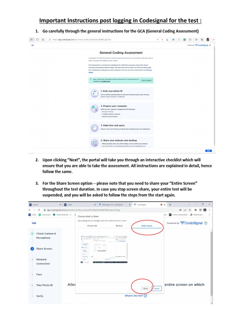 Important Instructions Post Logging in CodeSignal | PDF | Business
