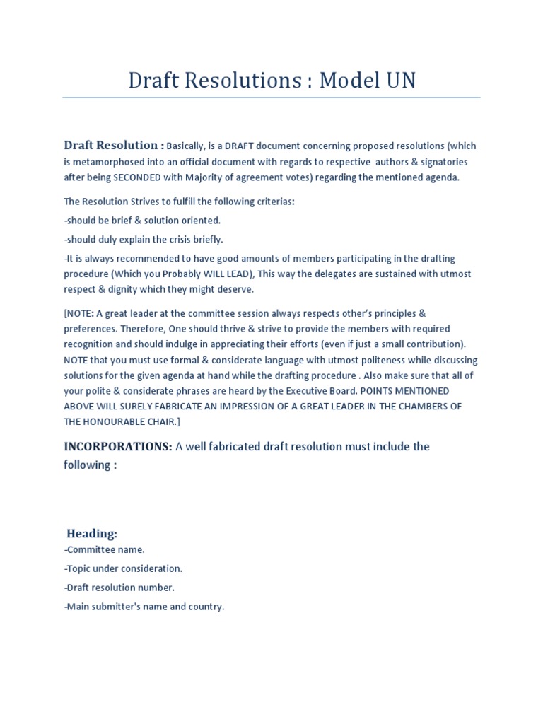 Draft Resolutions-MUN | PDF