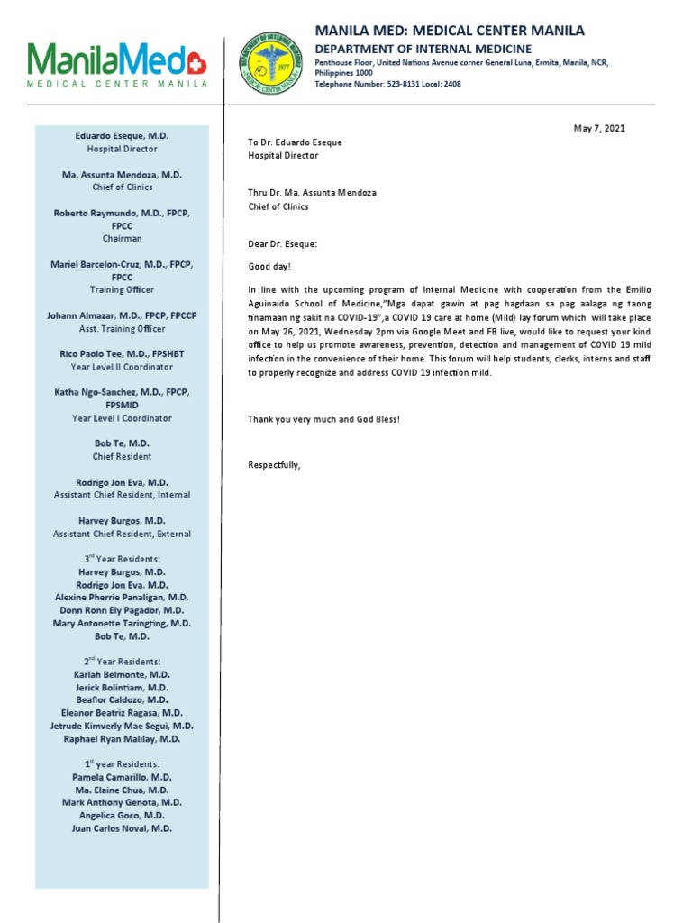 Letter To MDO Event | PDF