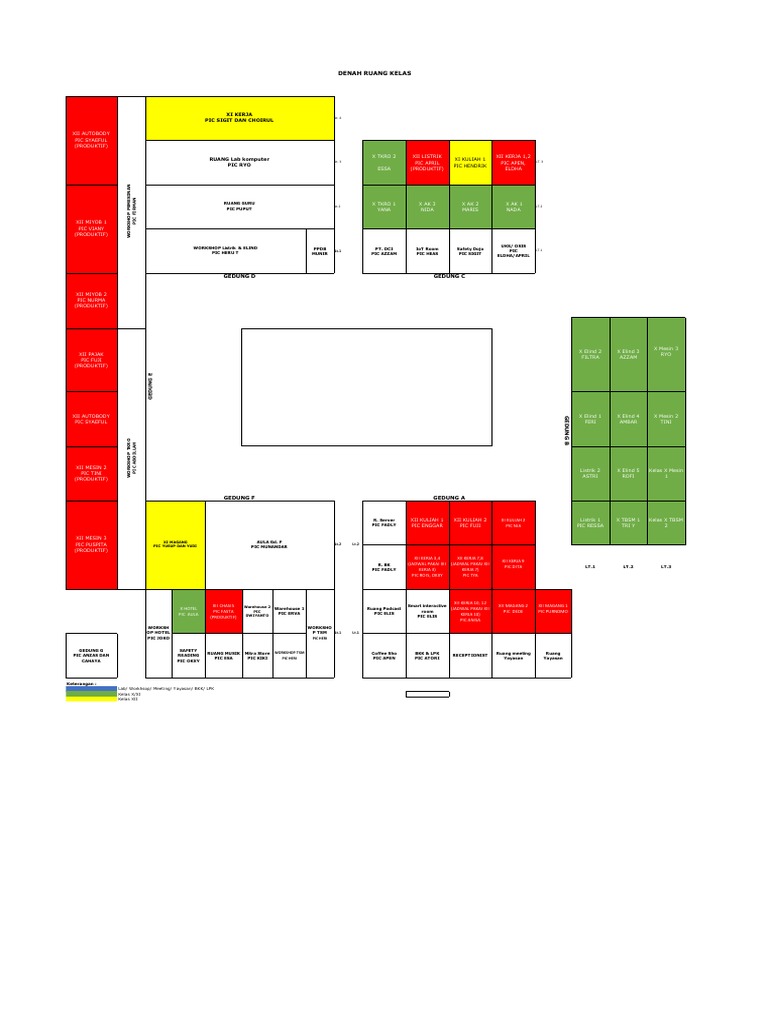 Denah Ruangan KBM dan PIC Kebersihan | PDF