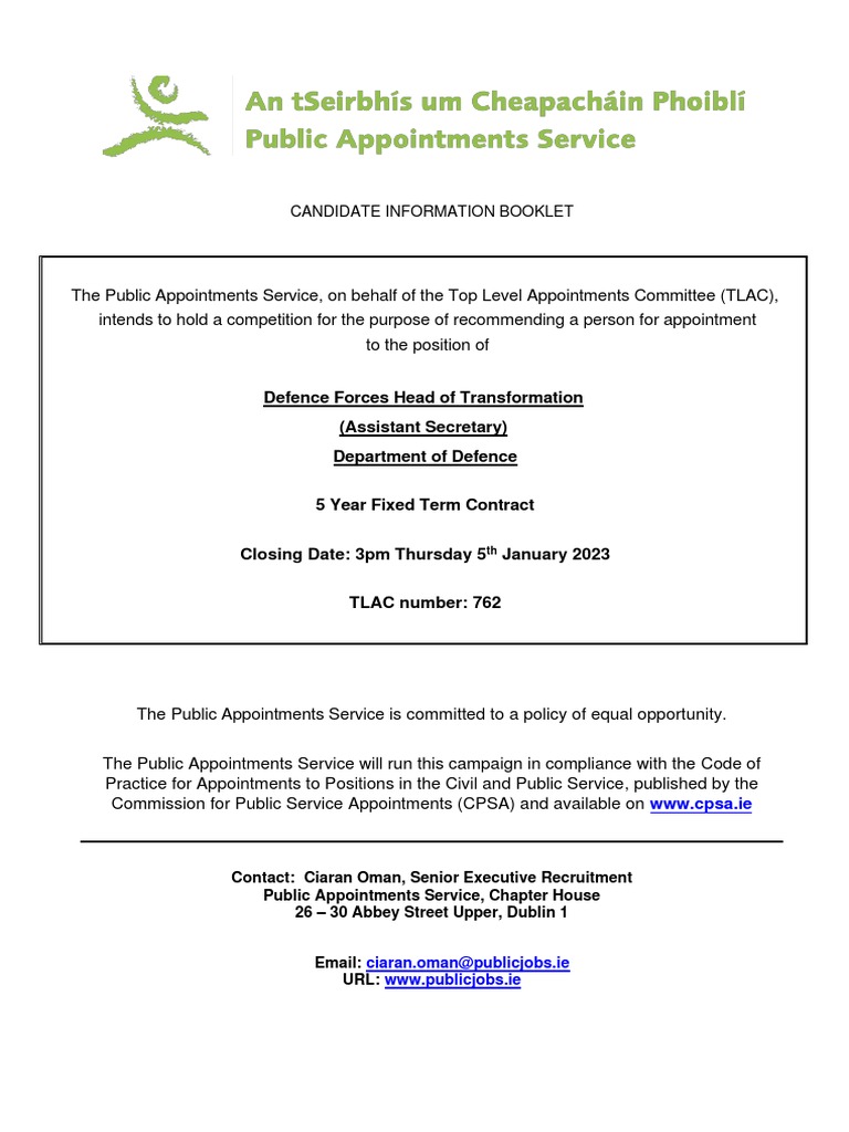 Head of Transformation 22510310 - Final Information Booklet | PDF