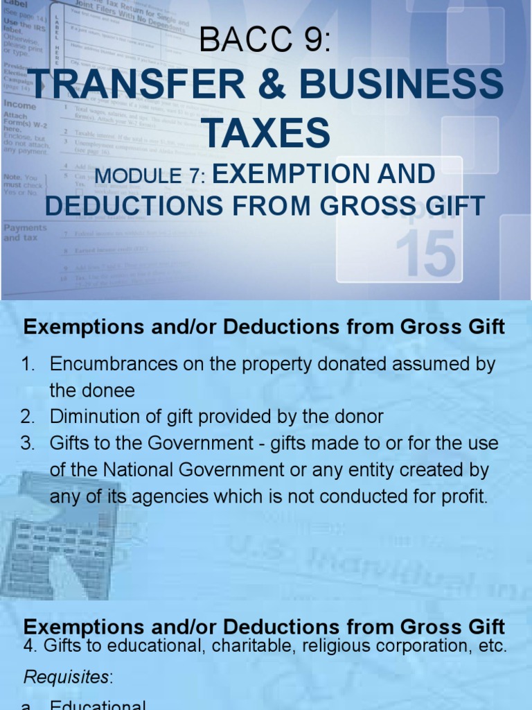 Exemptions from Gross Gift Tax | PDF | Social Science | Law