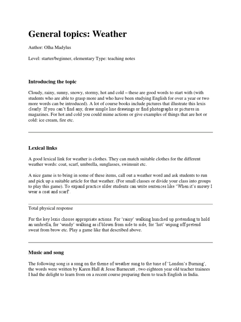 Weather Lesson | PDF | Weather | Communication