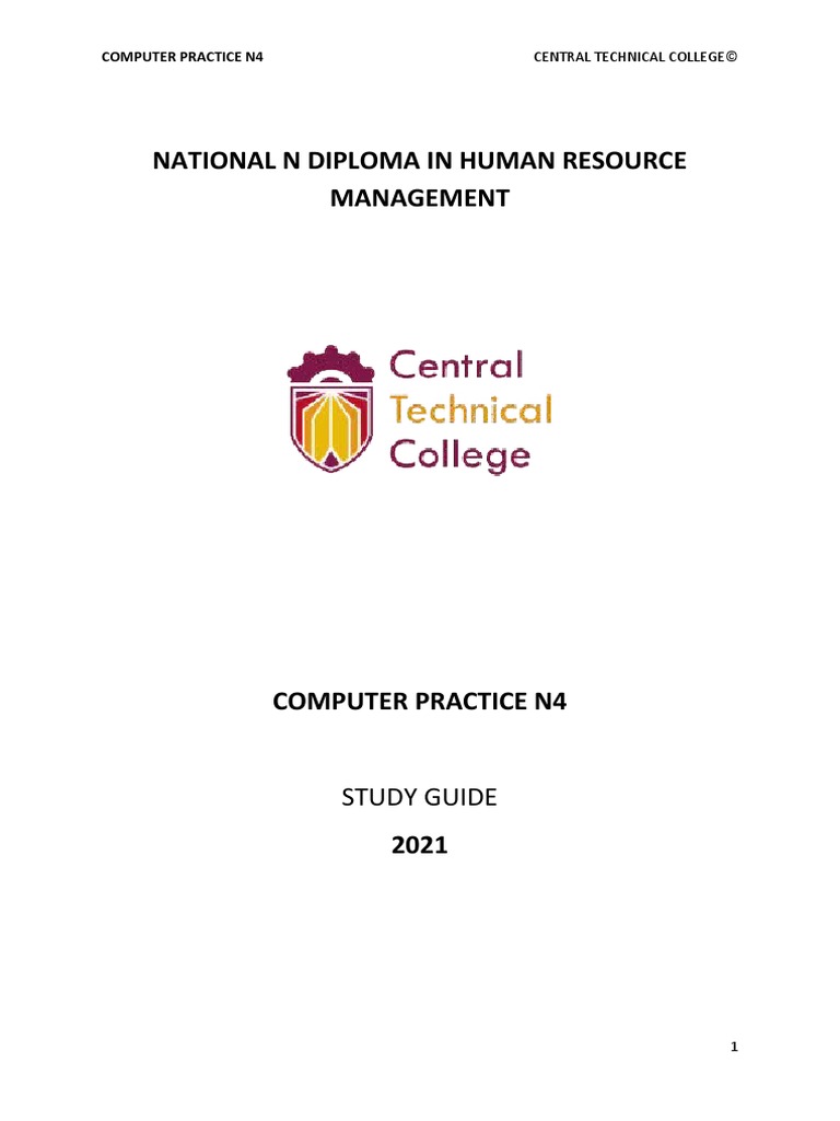 Computer Practice N4 Study Guide. (CTC) | PDF | Computer Hardware | Computer File