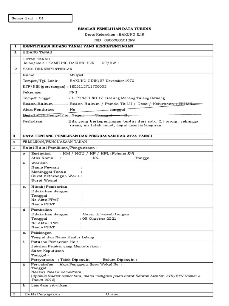 Risalah Penelitian Data Yuridis - F013381 | PDF
