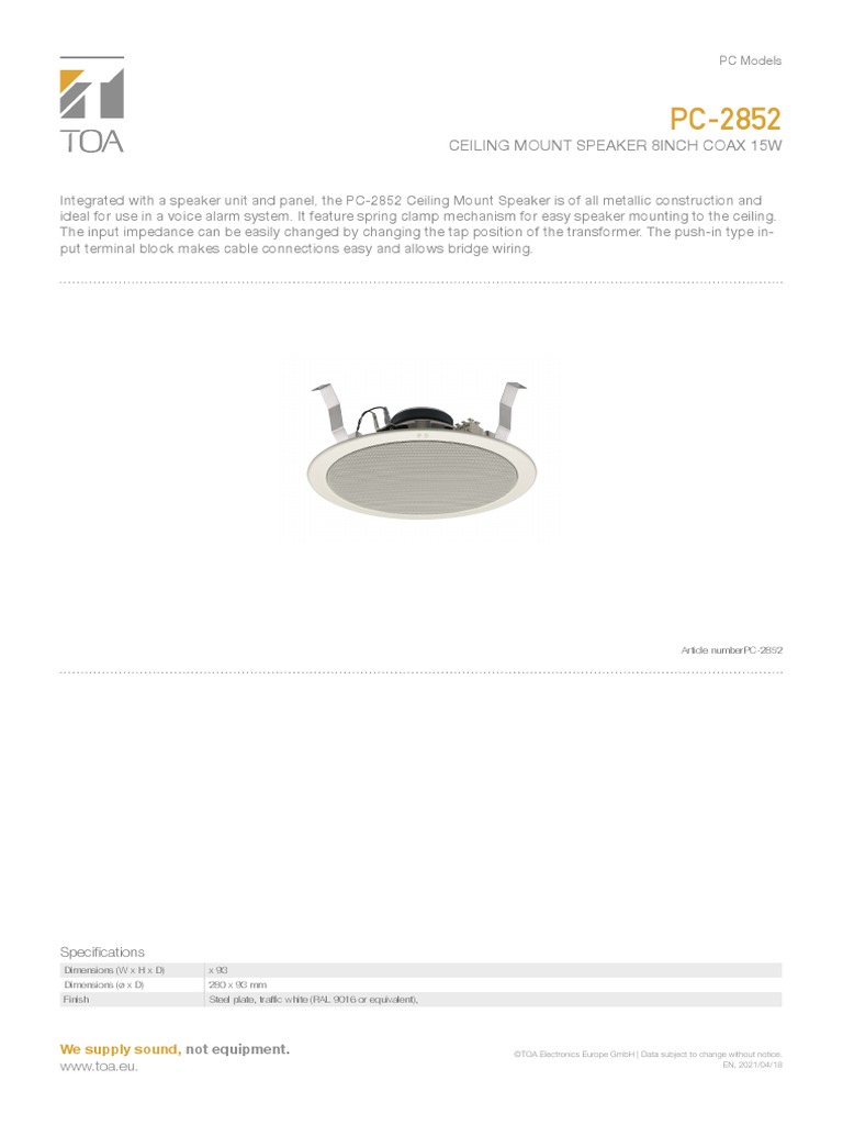 TOA PC-2852 Datasheet | PDF