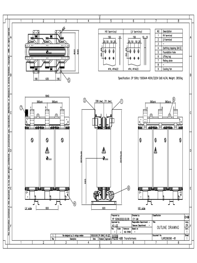 Hitachi 1500kVA Outline Drawing | PDF