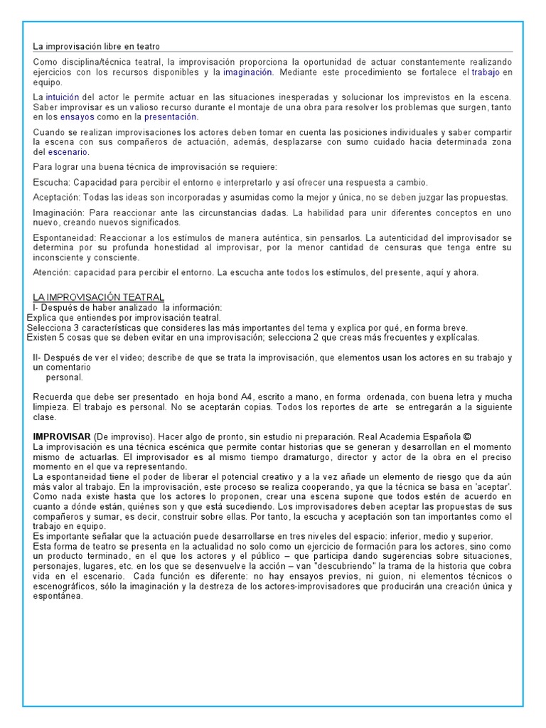 La-Improvisaci - N-Libre-En-Teatro - Docx Filename UTF-8''La-improvisación-libre-en-teatro | PDF ...