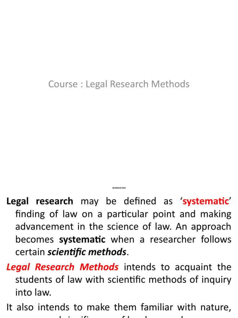 Legal Research Methods Overview | PDF | Methodology | Hypothesis