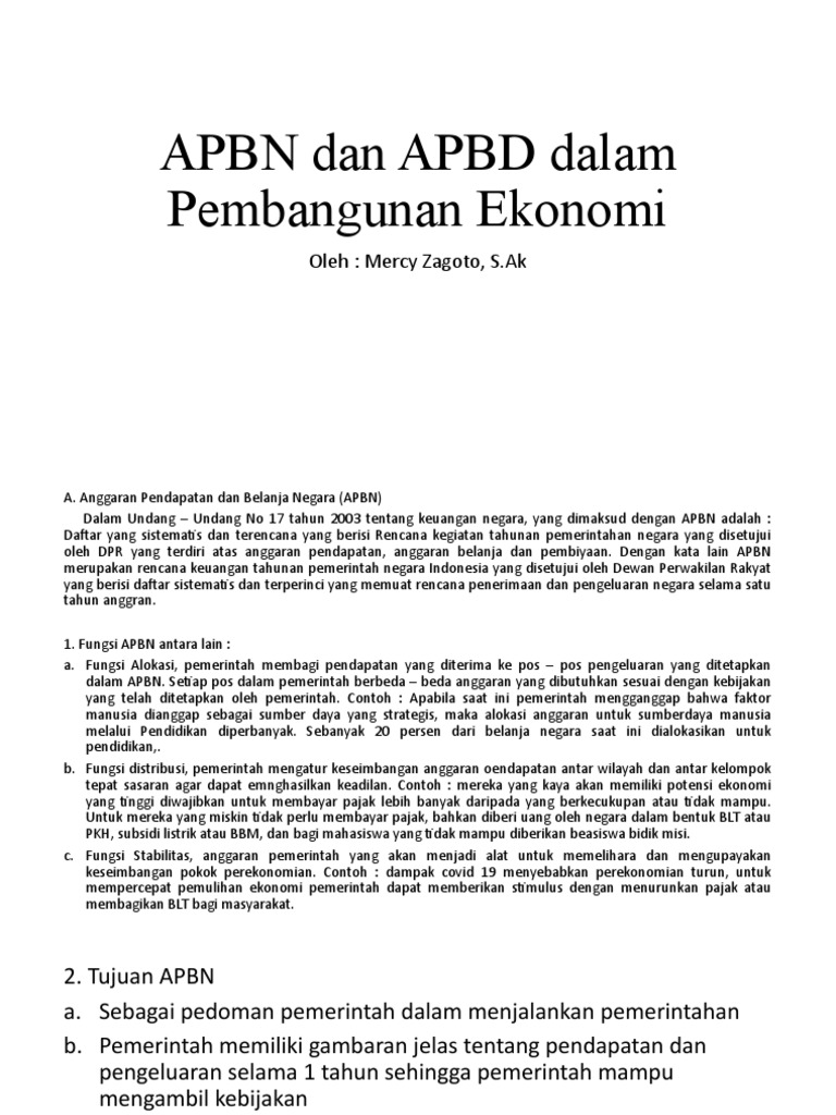 APBN Dan APBD Dalam Pembangunan Ekonomi | PDF