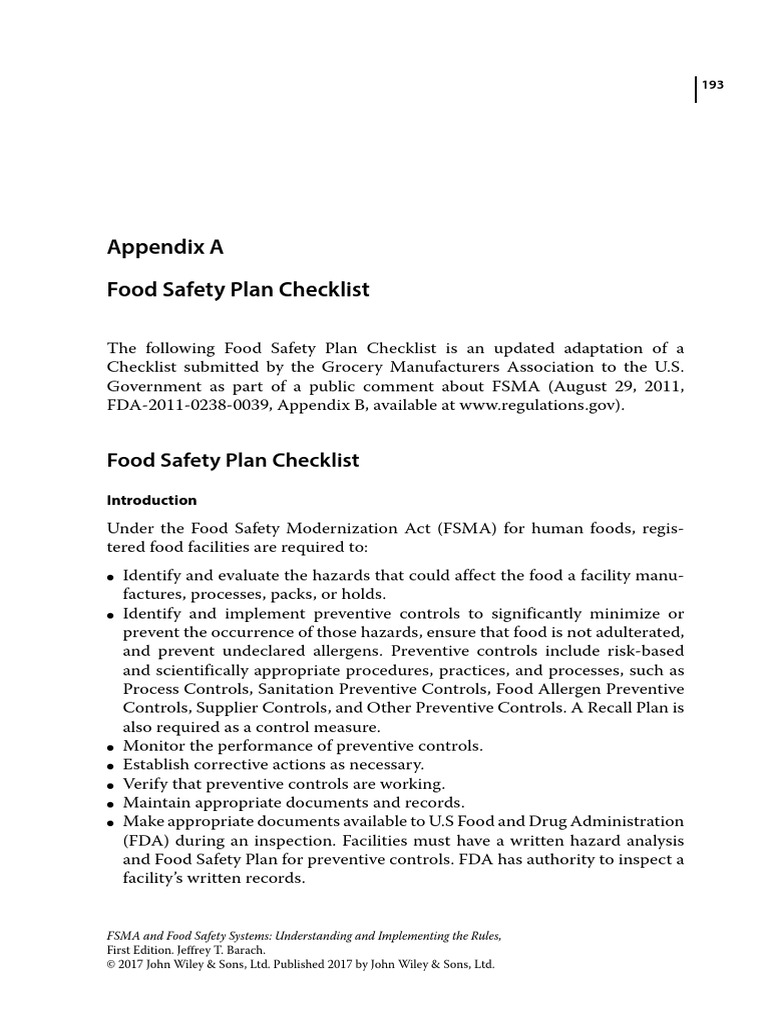 FSMA and Food Safety Systems - 2016 - Barach - Appendix A Food Safety ...