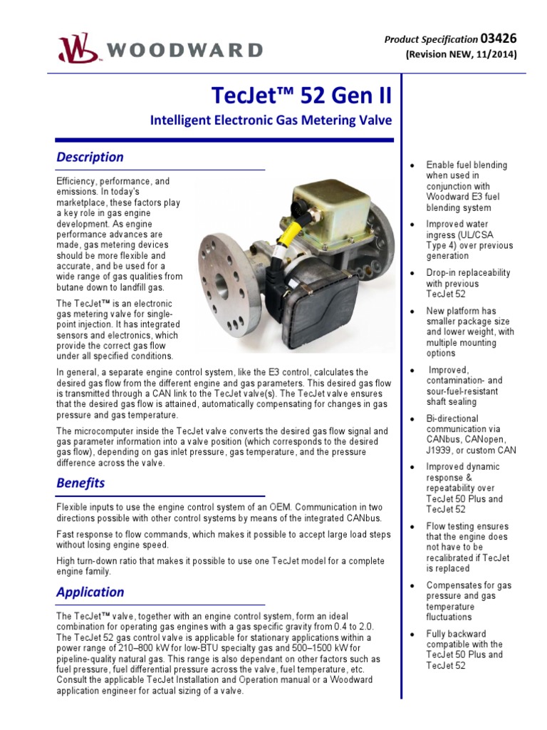 Tecjet™ 52 Gen Ii: Intelligent Electronic Gas Metering Valve | PDF
