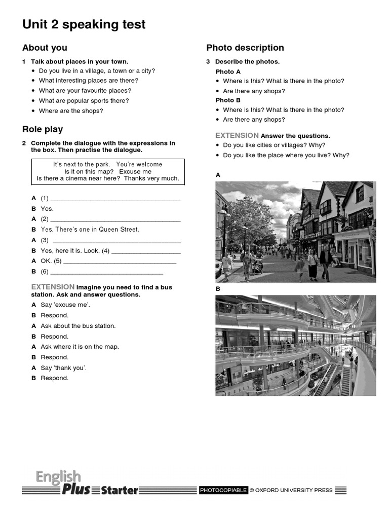 Unit 2 Speaking Test | PDF