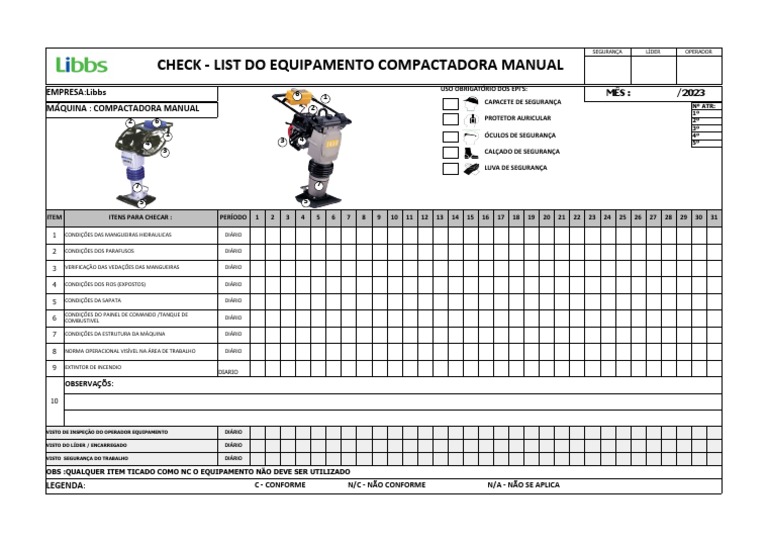 Check-List Compactadora Sapo Libbs | PDF