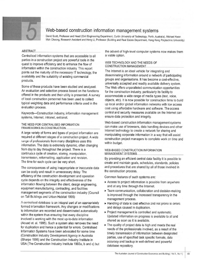 Web-Based Construction Information Management Systems | PDF