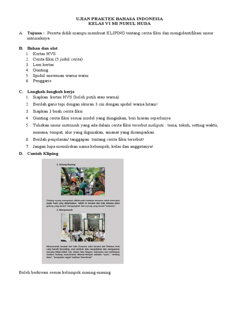 Contoh Ujian Praktek Bahasa Indonesia | PDF Contoh Ujian Praktek Bahasa Indonesia | PDF