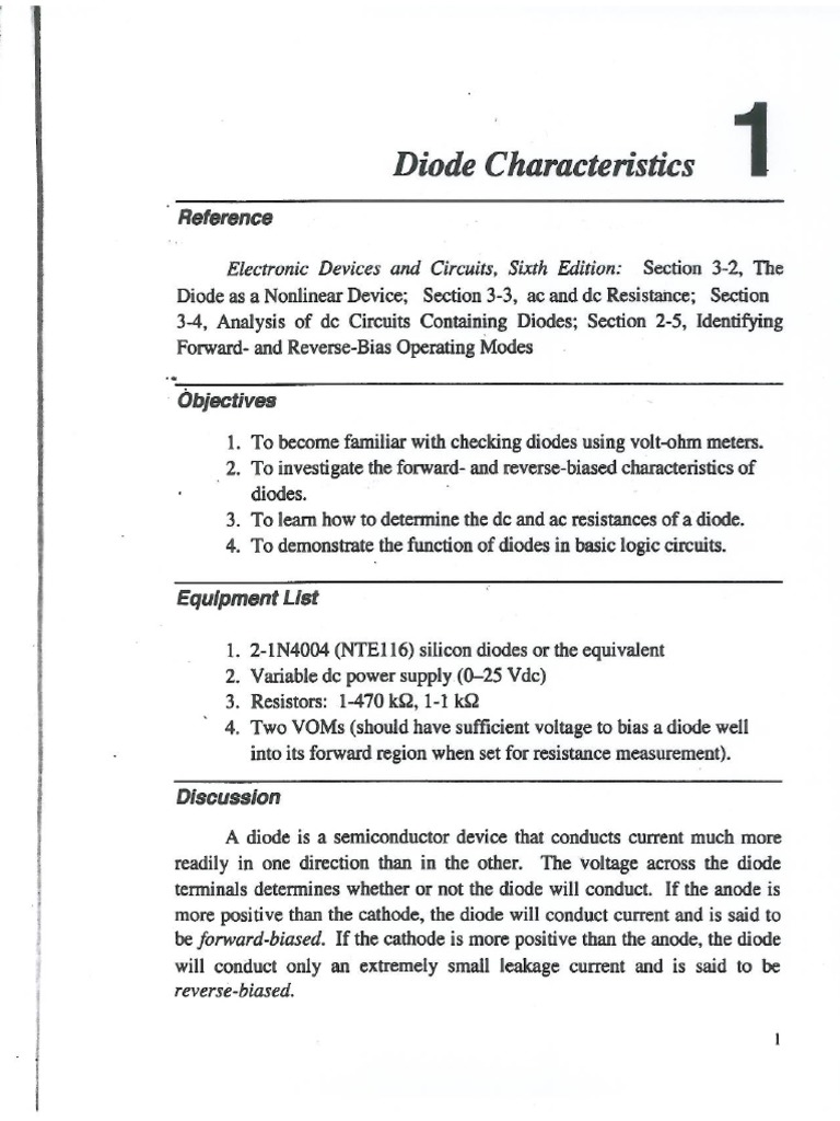 Lab1 Diode Characteristics | PDF