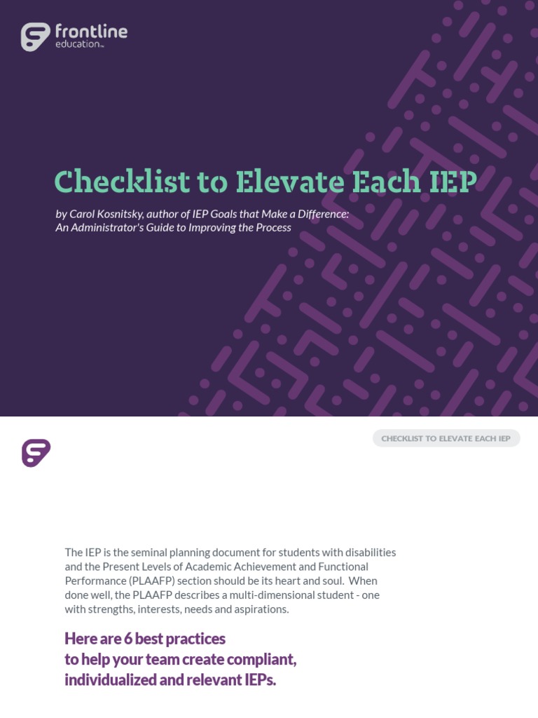 Frontline_Education_Checklist_to_Elevate_Each_IEP | PDF