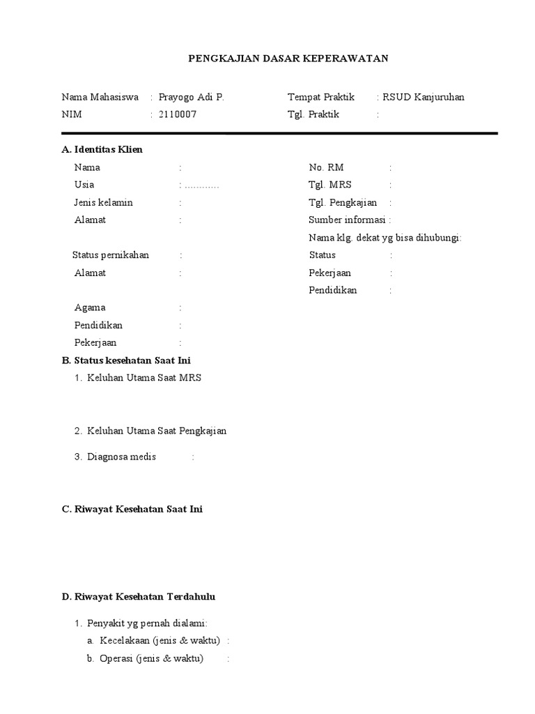 Format Askep Kepdas 2021 | PDF | Pengembangan Diri