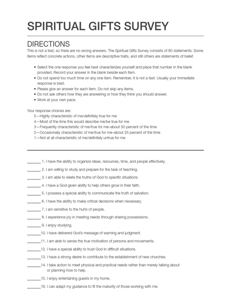Spiritual Gifts Survey Guide | PDF | Jesus | God