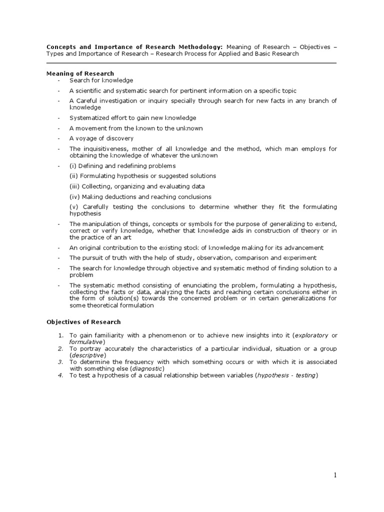 Research Methodology - Notes | PDF