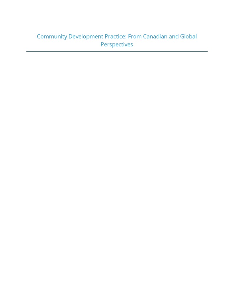 Community Development Practice From Canadian and Global Perspectives ...