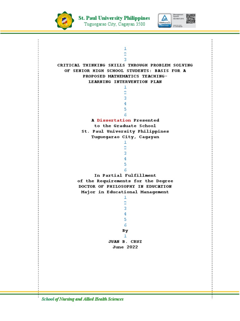 SNAHS Thesis Format AY 2022 2023 1 | PDF