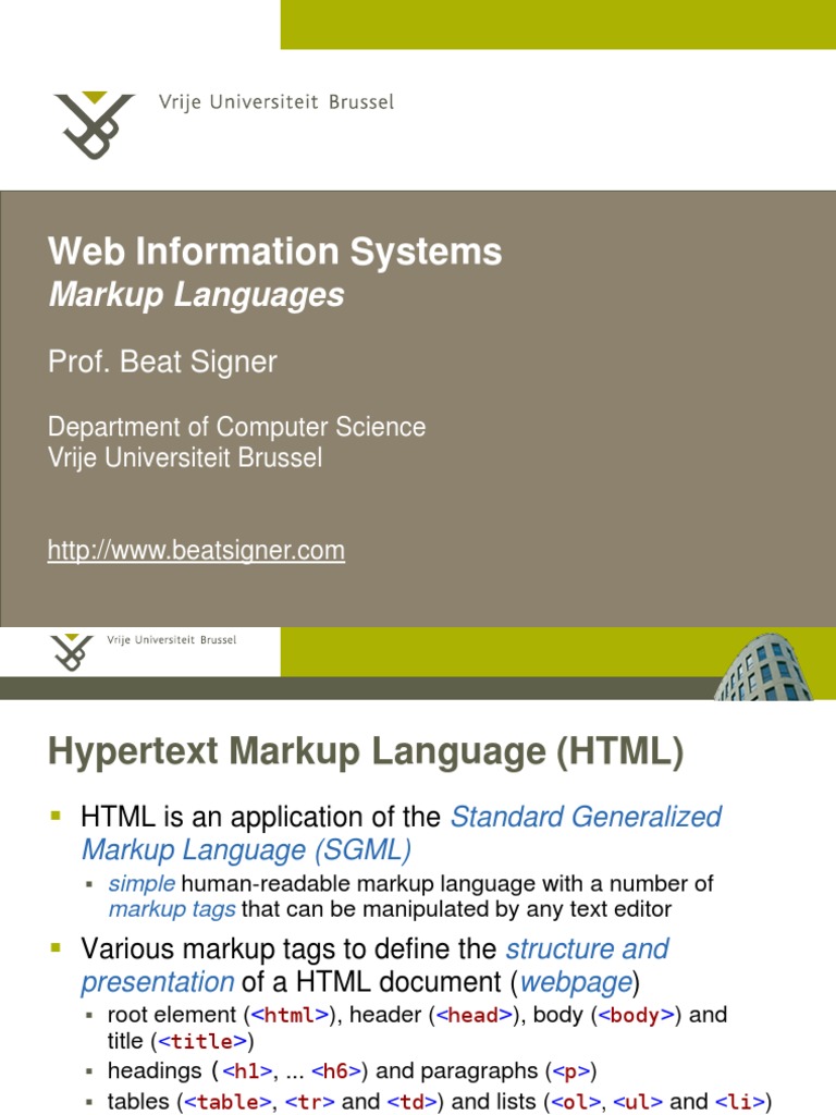 Lecture 03 MarkupLanguages | PDF | Html | Html5 Lecture 03 MarkupLanguages | PDF | Html | Html5