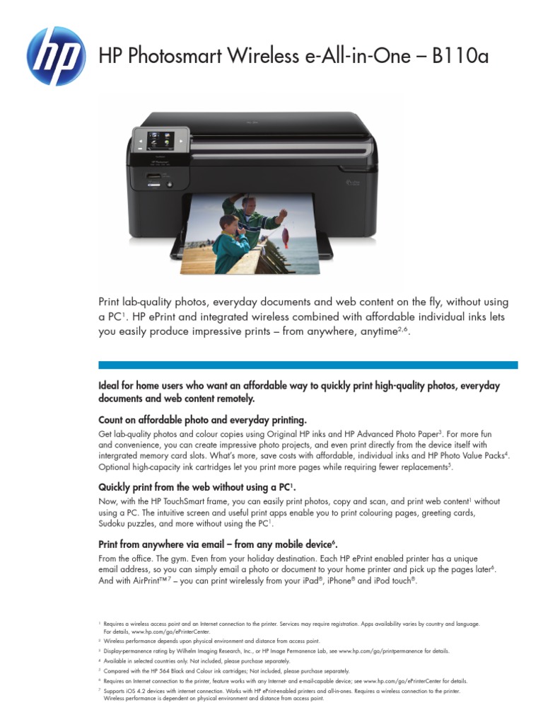 HP B110a Spec | PDF | Printer (Computing) | Hewlett Packard