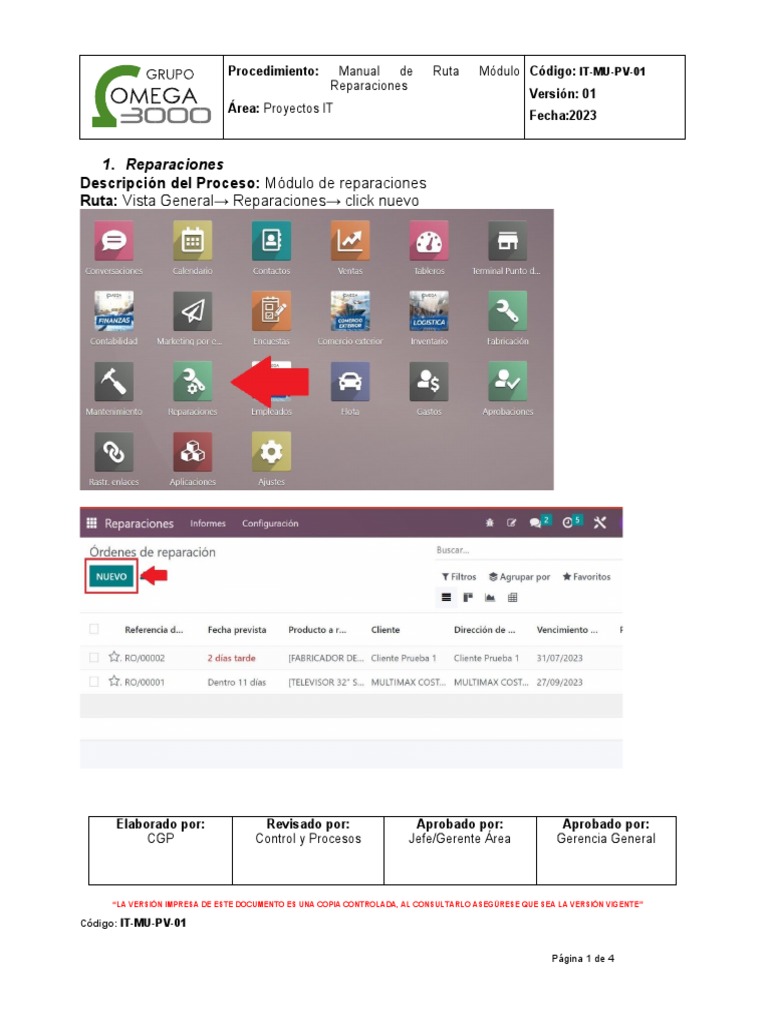 Manual Odoo Reparaciones | PDF | Informática