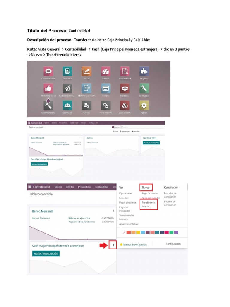 Manual Odoo Transferencia Caja Chica - Caja Principal | PDF Manual Odoo Transferencia Caja Chica - Caja Principal | PDF