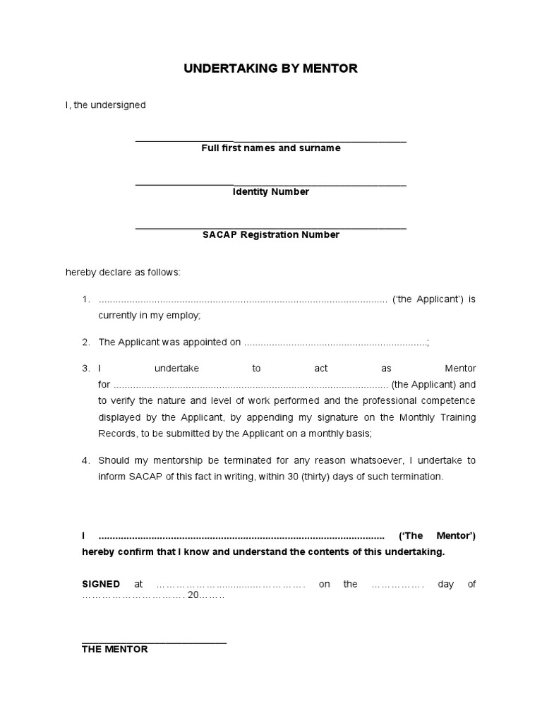 Mentorship Agreement Undertaking | PDF