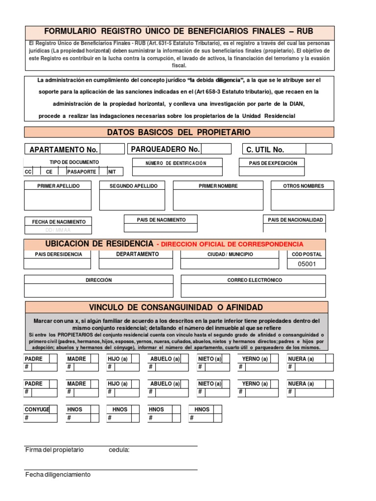Formulario Rub Corregido | PDF