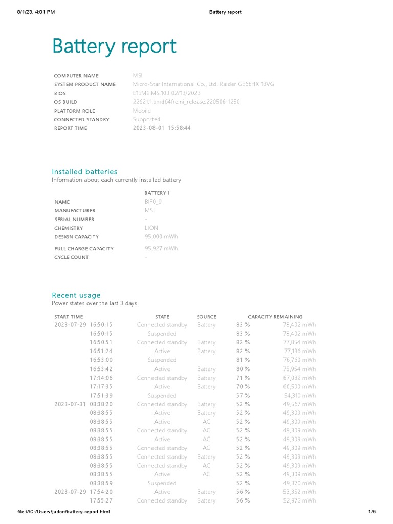 Battery Report | PDF | Electric Power | Electrical Engineering