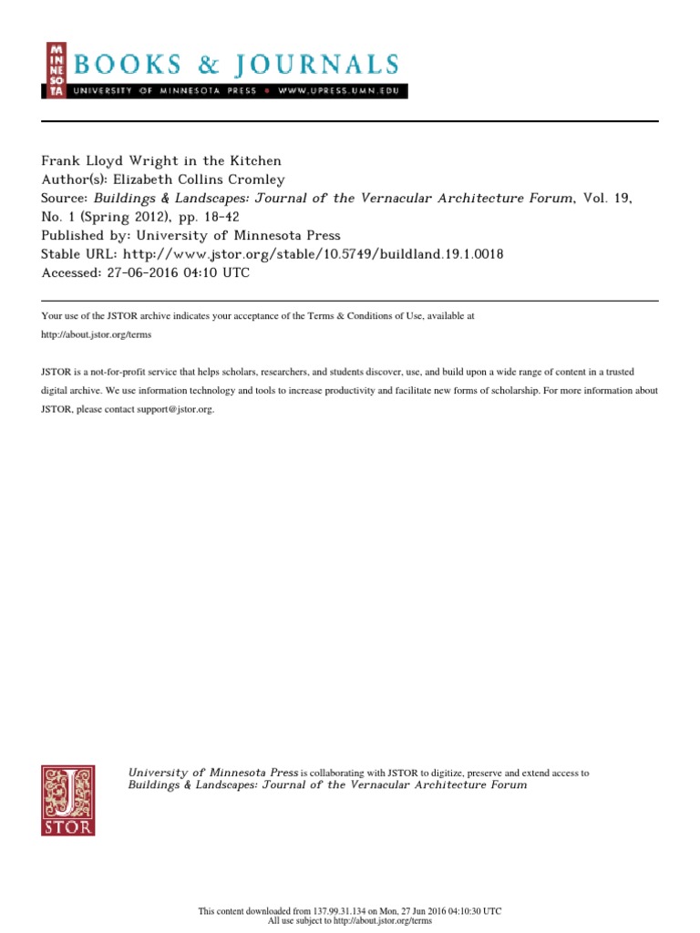 Wright in kitchen - planning dining spaces- food axis | PDF