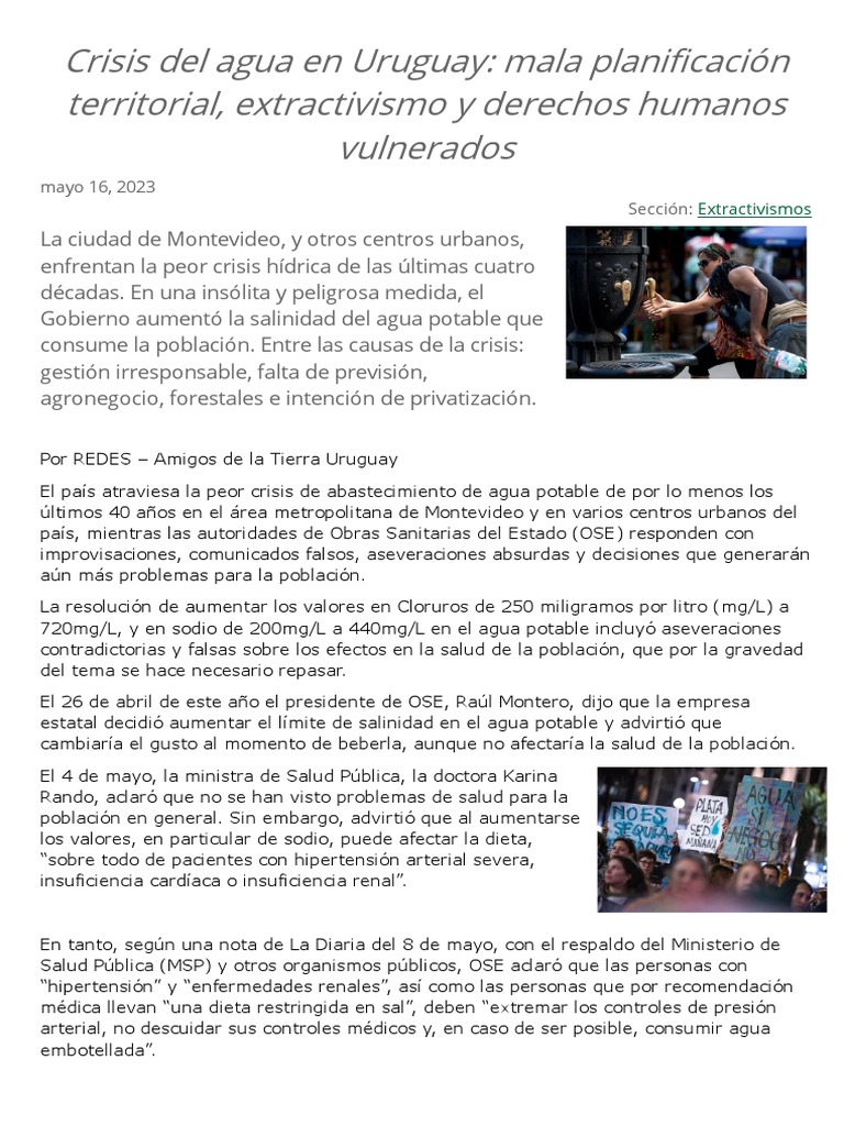 Crisis Hídrica y Derechos en Uruguay | PDF | Agua | Recursos hídricos
