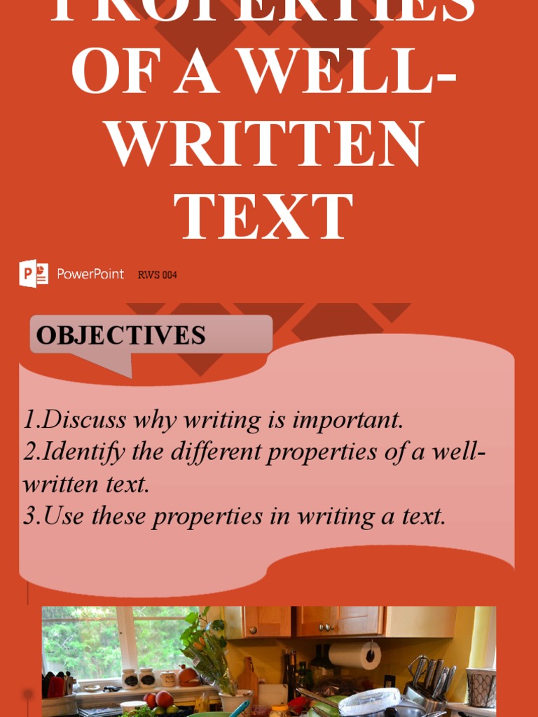 4rth PROPERTIES OF A WELL-WRITTEN TEXT ORGANIZATION | Download Free PDF ...