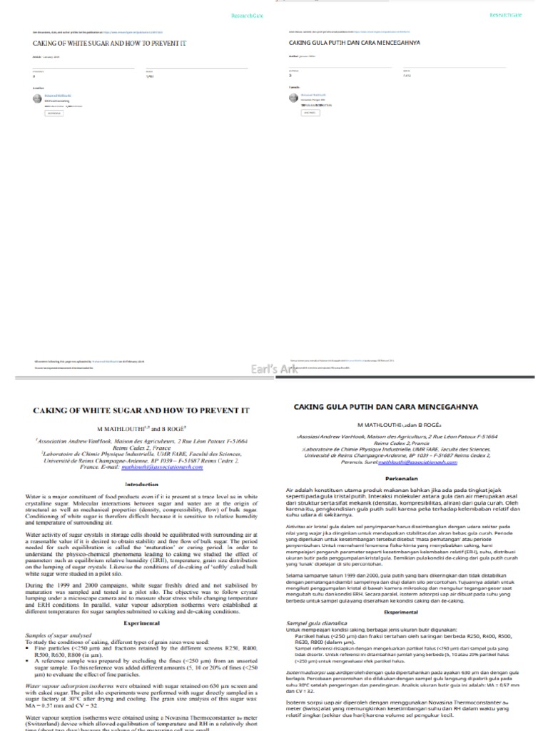 Caking of White Sugar and How To Prevent It | PDF