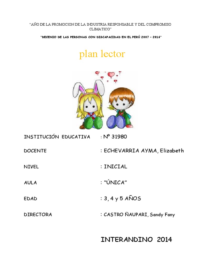Plan Lector Inicial para Niños | PDF | Salón de clases