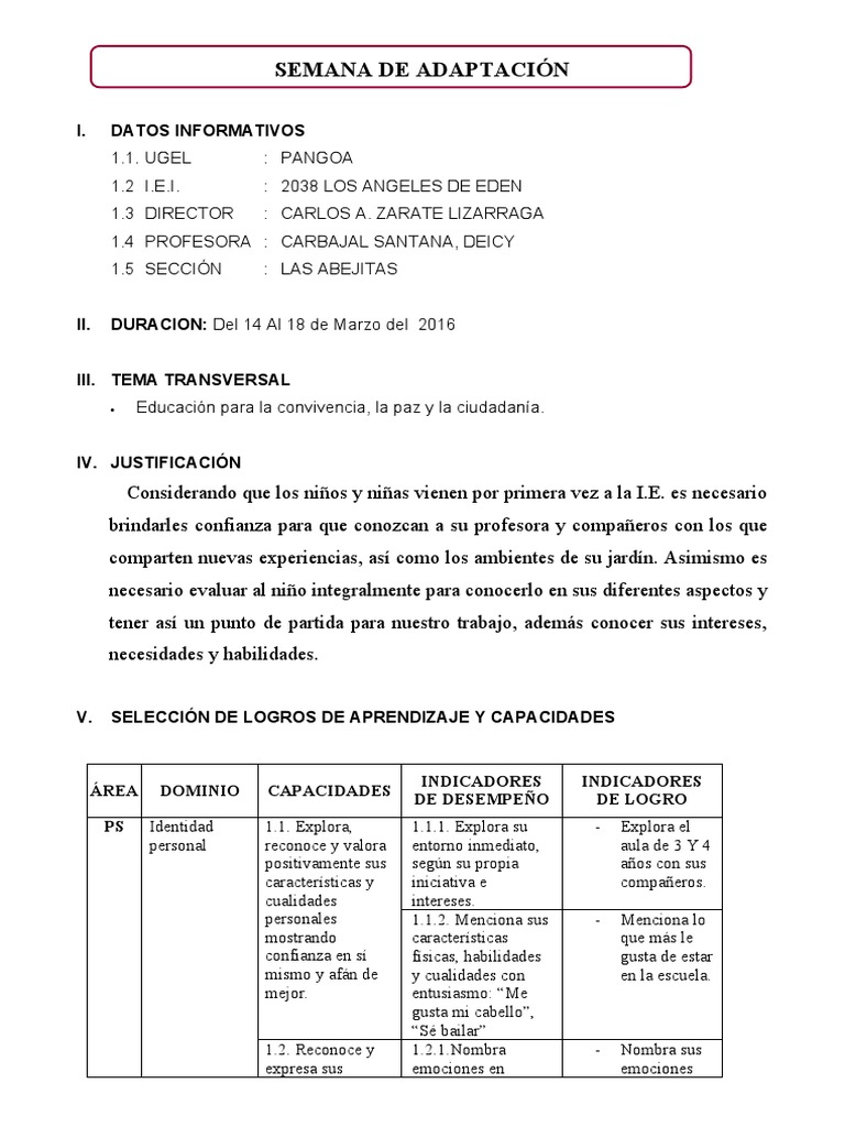 Semana de Adaptación | PDF