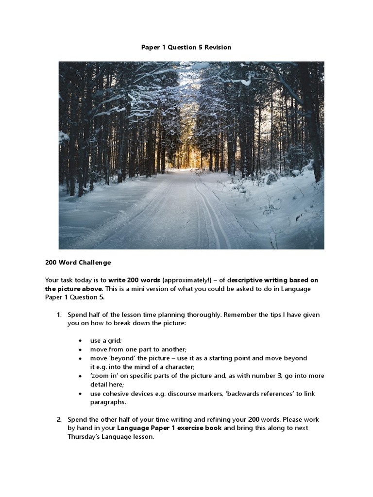 Descriptive Writing for AQA Paper 1 Q5 | PDF | Language Arts & Discipline