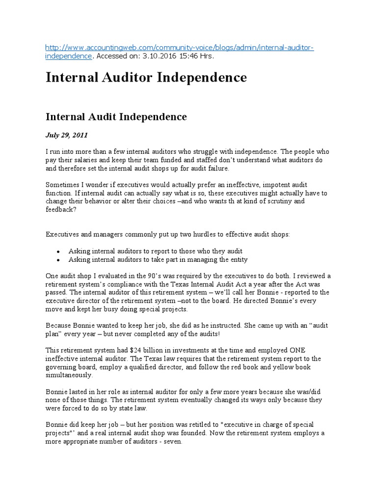 Independence Issues | PDF | Audit | Internal Audit