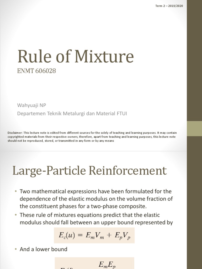 Composite Rule of Mixture WNP 2020 | PDF | Composite Material | Elasticity (Physics)